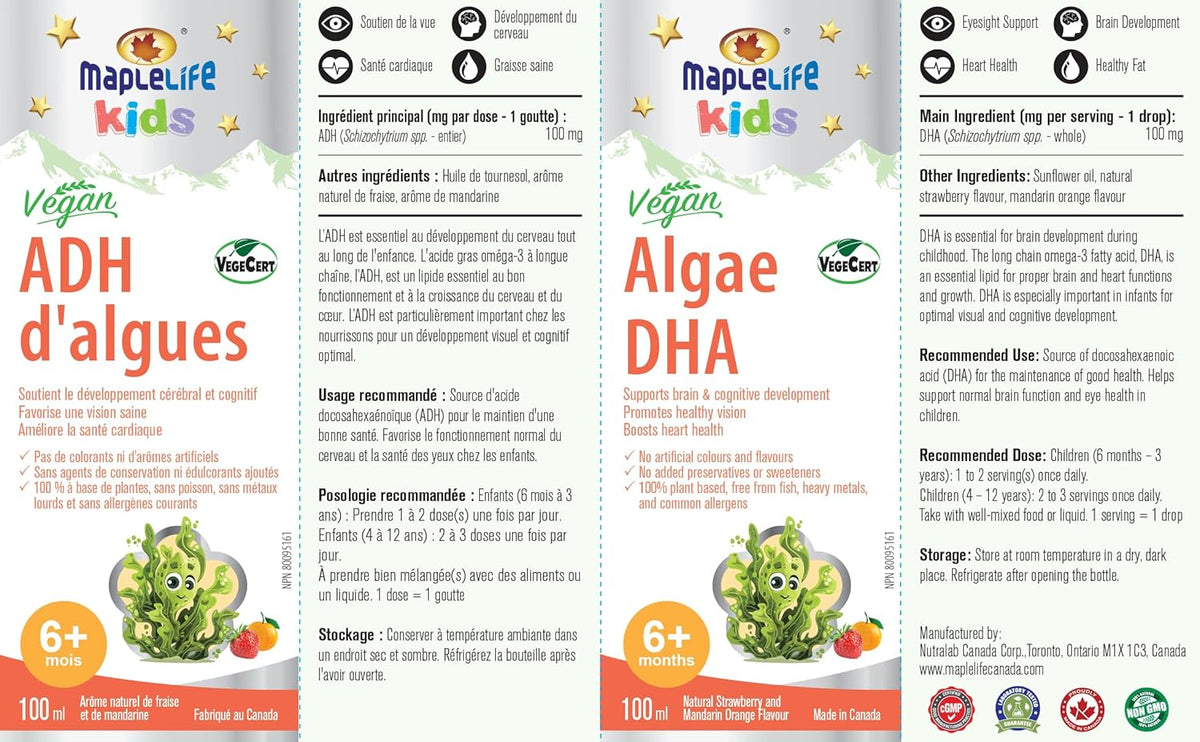 Kids Kids Vegan Algae DHA 100ml – MapleLife Nutrition