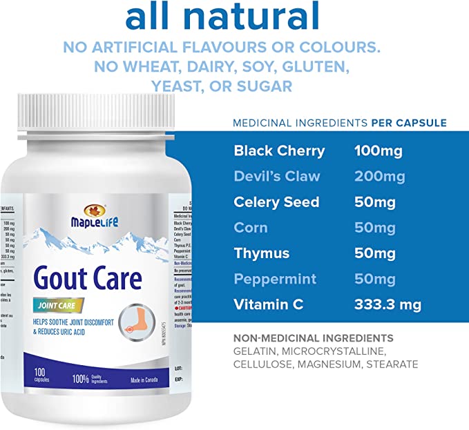 Maplelife Nutrition Gout Care100 Capsules – MapleLife Nutrition